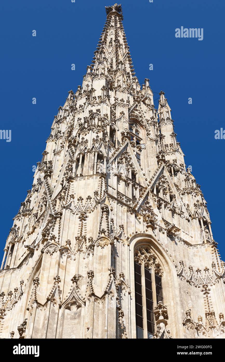 St. Stephans gothic cathedral pinnacle in Vienna. Austria landmark ...