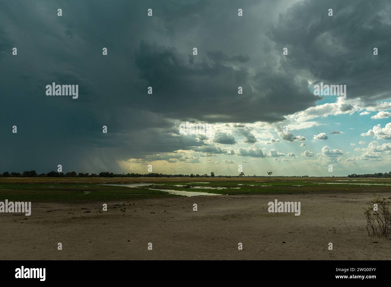 Landscape on the Okavango River in the east of Rundu, Namibia Stock ...