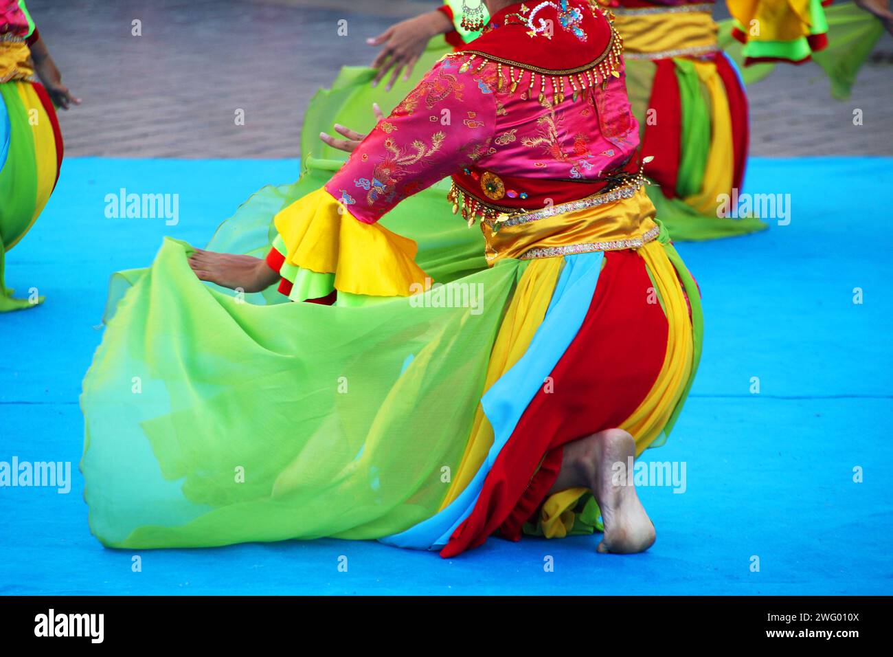 The Indonesian folk dancers performing at an outdoor festival Stock ...