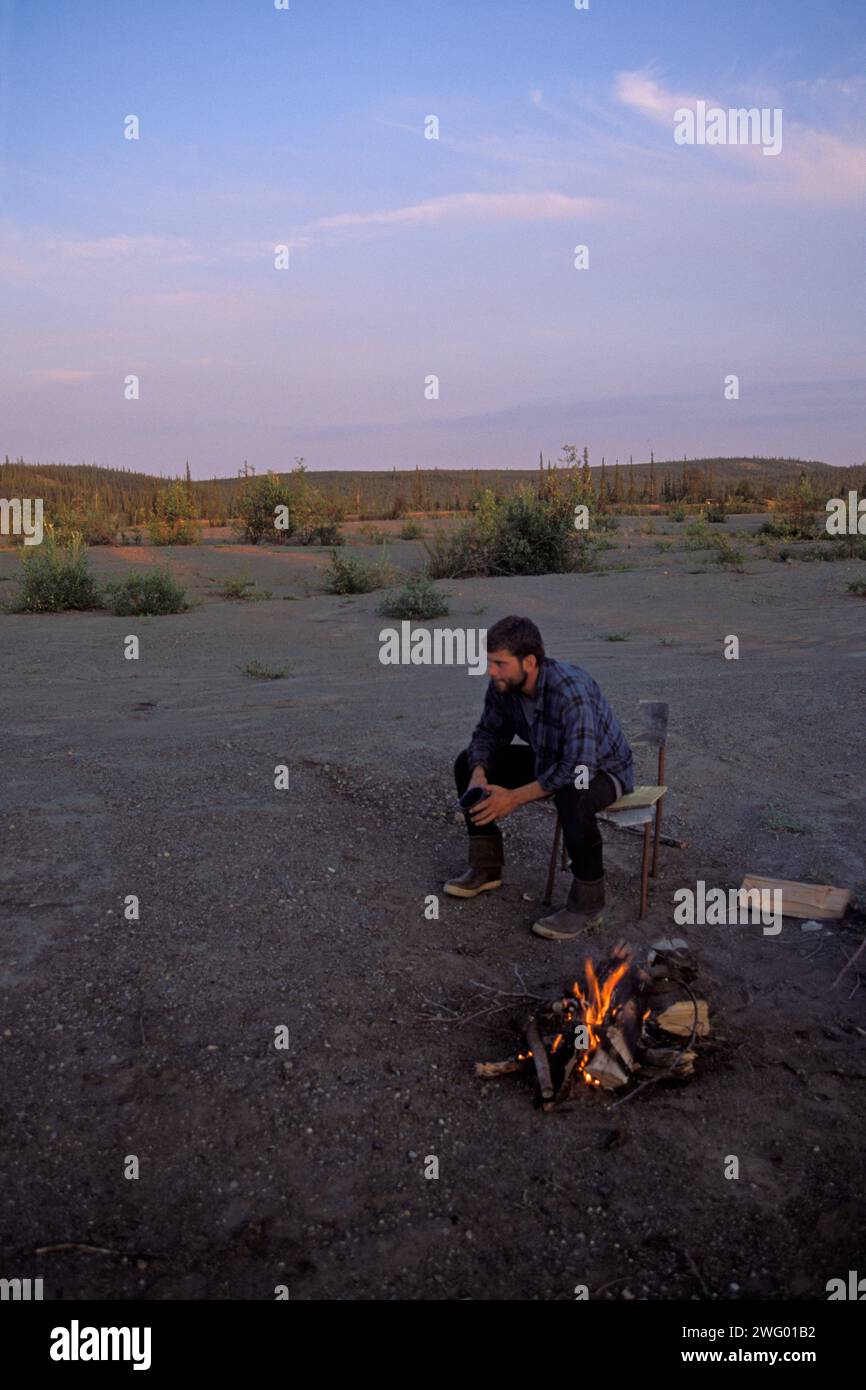 photographer Steven Kazlowski camping out in the Olgilvy mountains ...