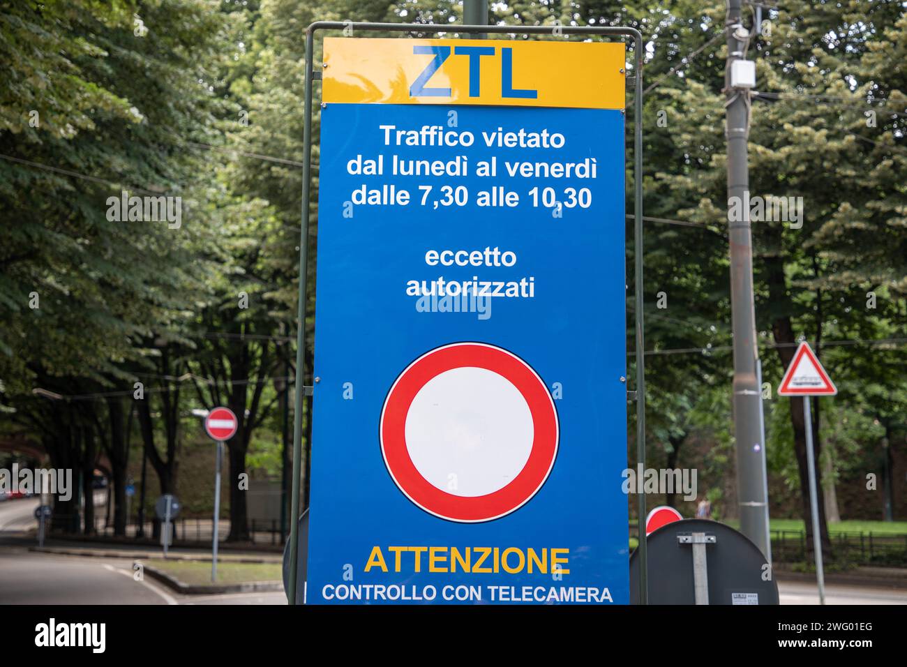 Milan , Italy - 01 25 2024 : ZTL Zona traffico limitato meaning car ...