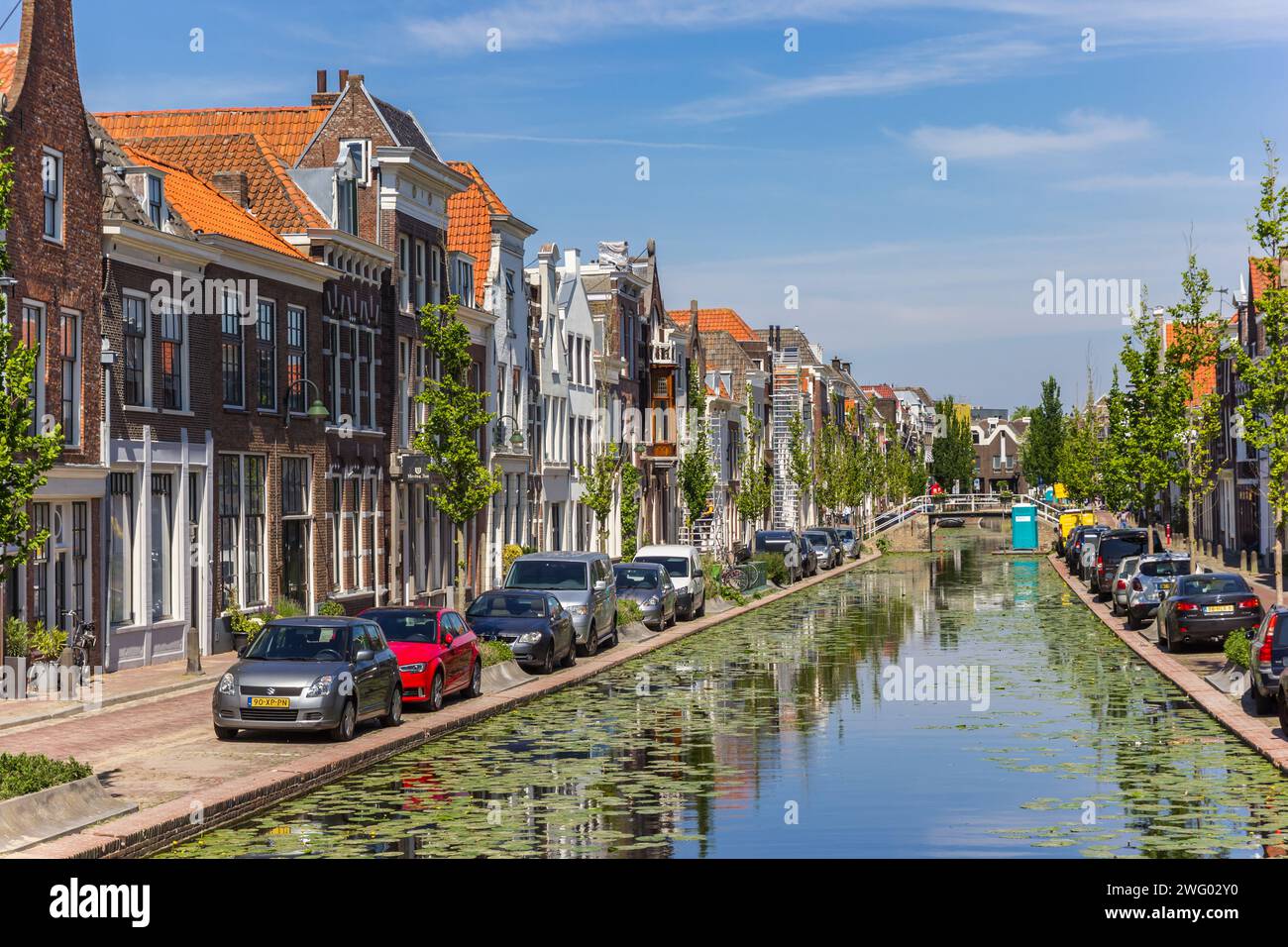 Historic Turfmarkt canal in the center of Gouda, Netherlands Stock ...