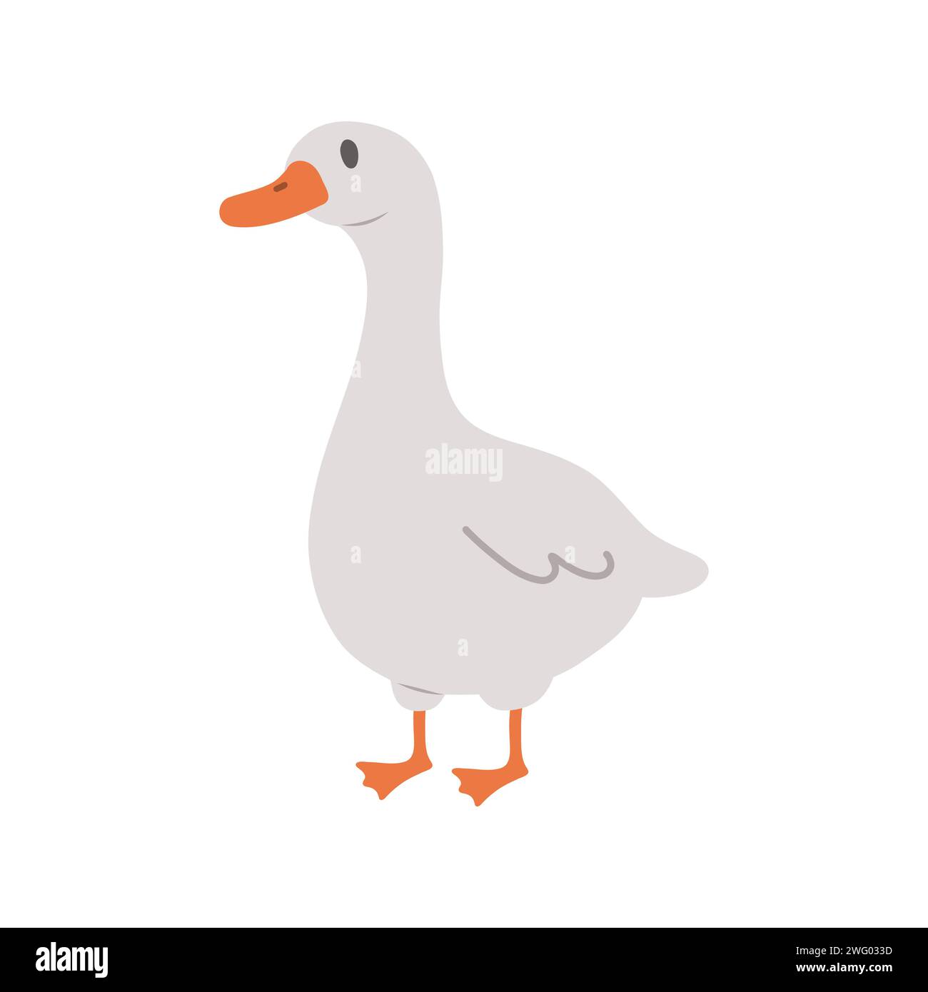 Cute goose. Hand drawn grey duck on farm. Domestic fowl. Vector ...