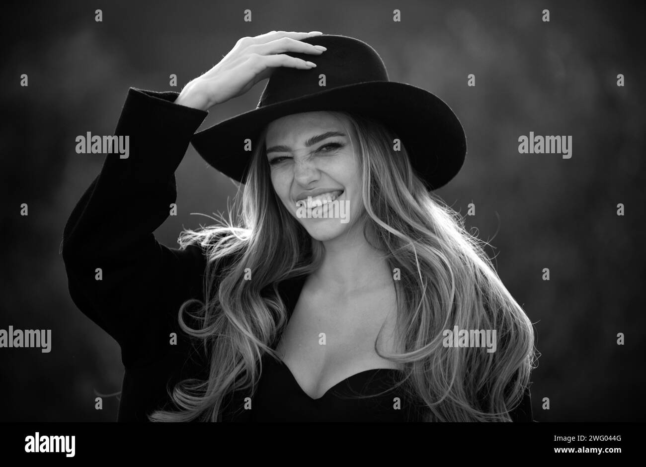 Autumn romantic casual woman portrait. Beautiful happy smile girl in ...