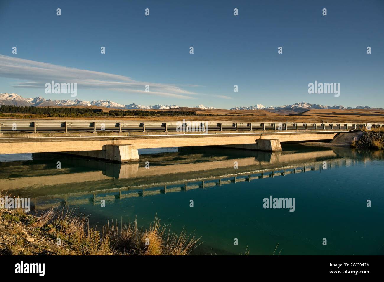 Hydo electric canal and rural agriculture Stock Photo - Alamy