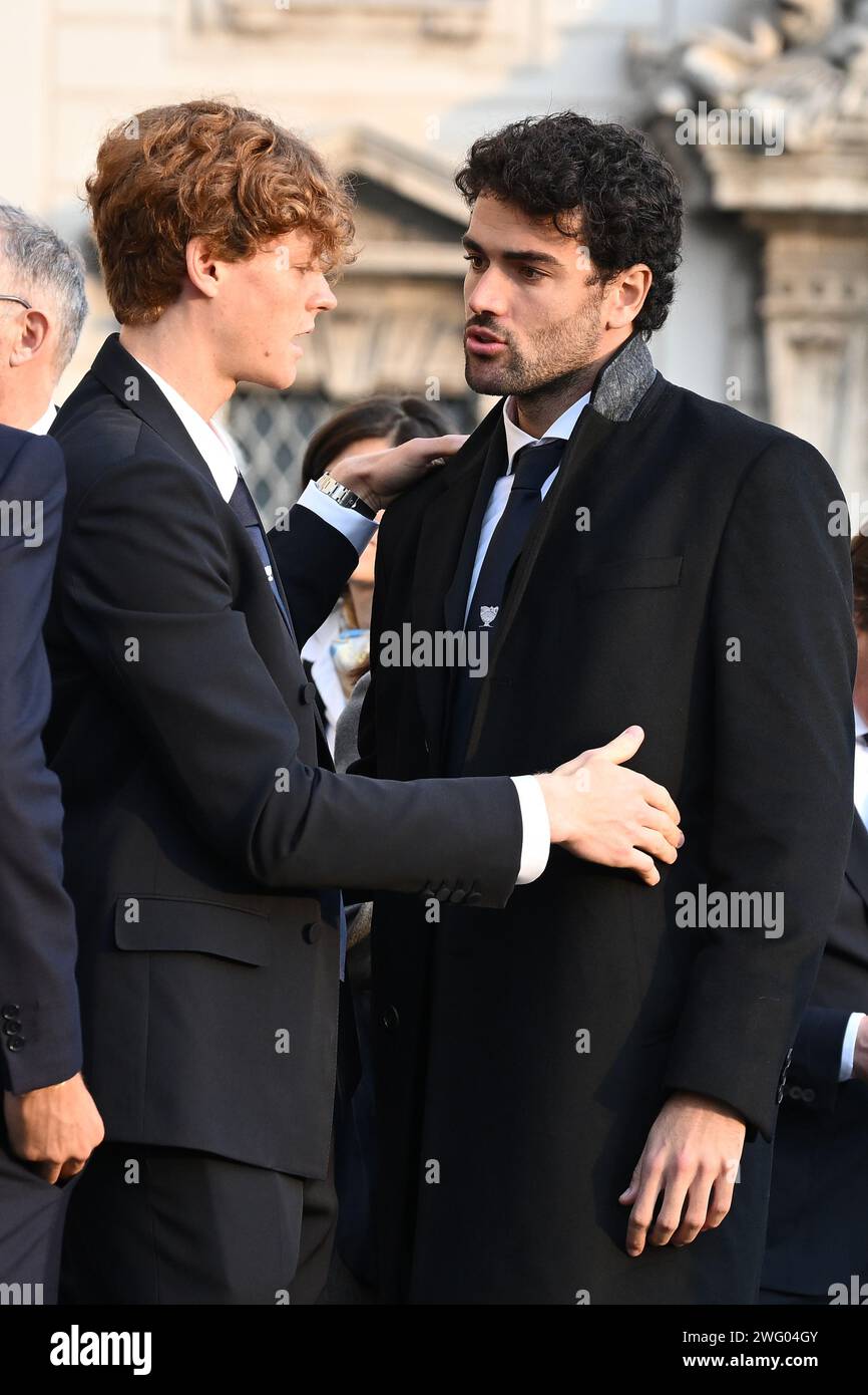 Rome, Italy. 01st Feb, 2024. Jannik Sinner and Matteo Berrettini during, the meet with the ...