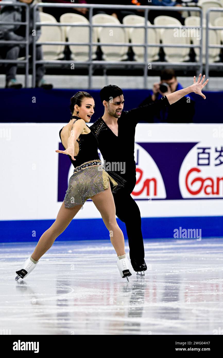 Azusa TANAKA & Shingo NISHIYAMA (JPN), during Ice Dance Rhythm Dance, at the ISU Four Continents ...