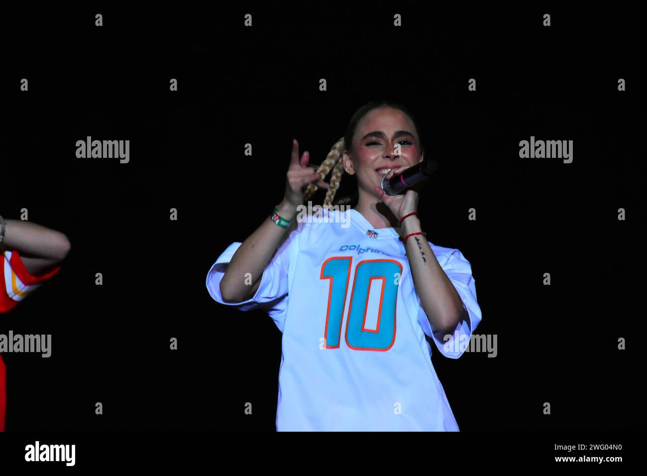LEON, MEXICO - FEB 1. Mexican singers Valentina and Re from Las Prez ...