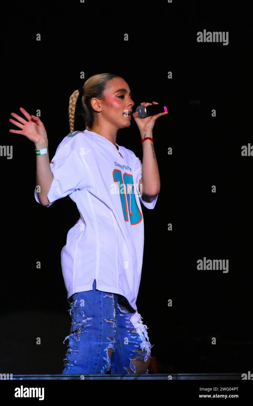 LEON, MEXICO - FEB 1. Mexican singers Valentina and Re from Las Prez ...