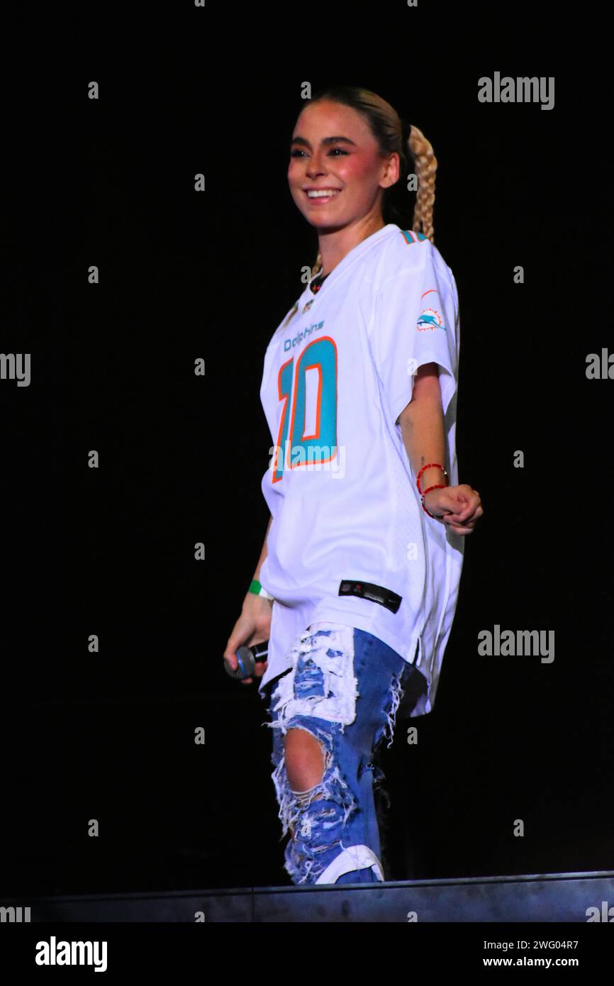 LEON, MEXICO - FEB 1. Mexican singers Valentina and Re from Las Prez ...