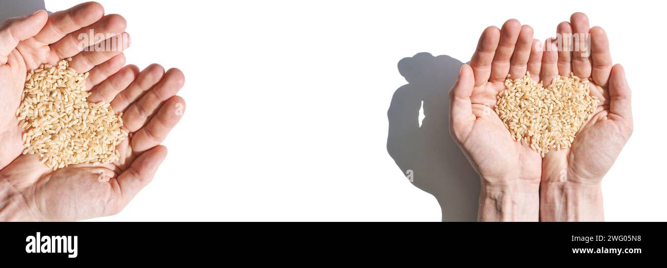 A heart-shaped rice pile, symbolizing love, unity, and hope. The grains ...