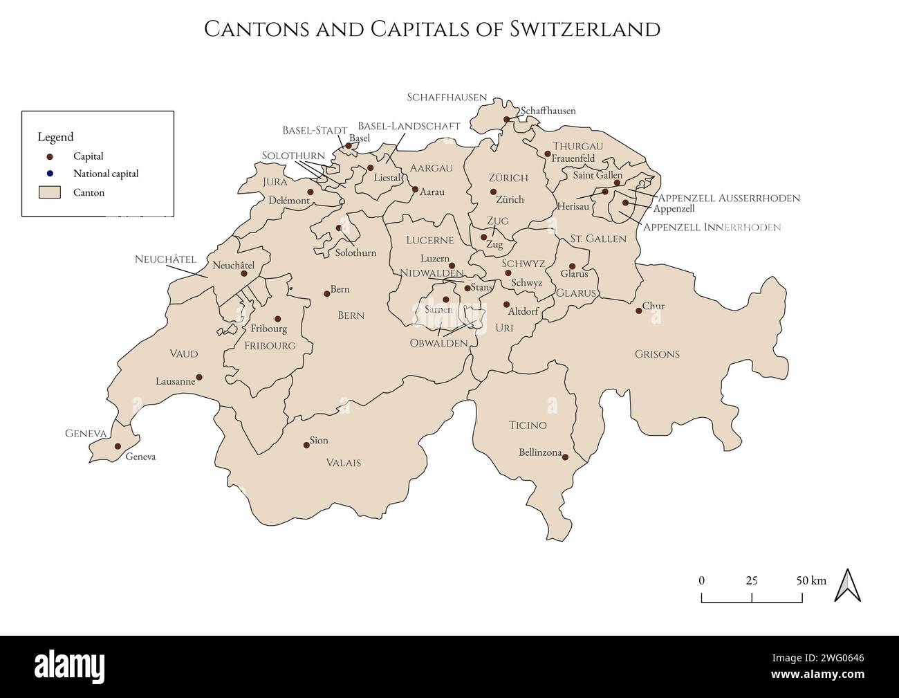 Political map of cantons and capitals of the Czech Republic- mapped in ...