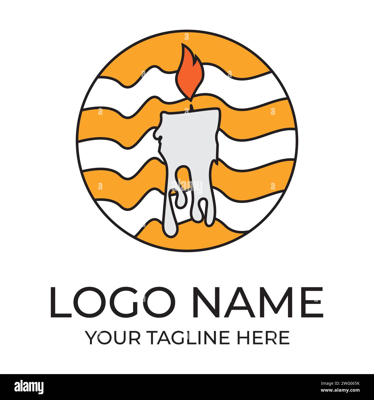 Candle flame emblem vector logo design illustration Stock Vector Image ...