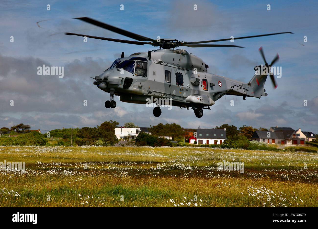 A French Military Helicopter at Barneville-Carteret, Normandy, France ...