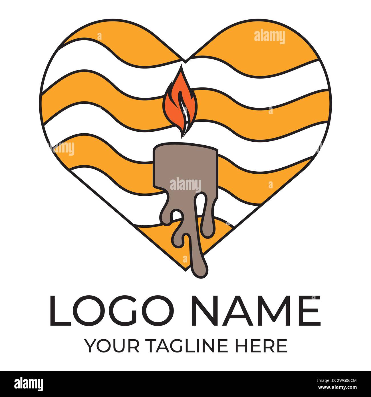 Candle flame emblem vector logo design illustration Stock Vector Image ...