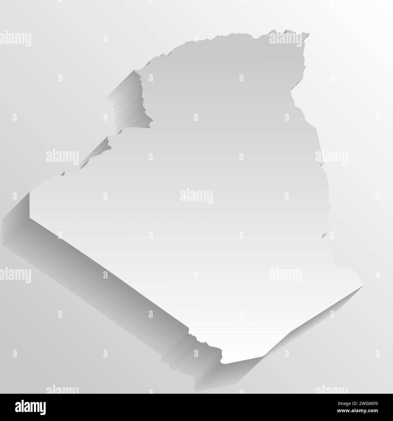 Algeria country silhouette. High detailed map. White country silhouette ...