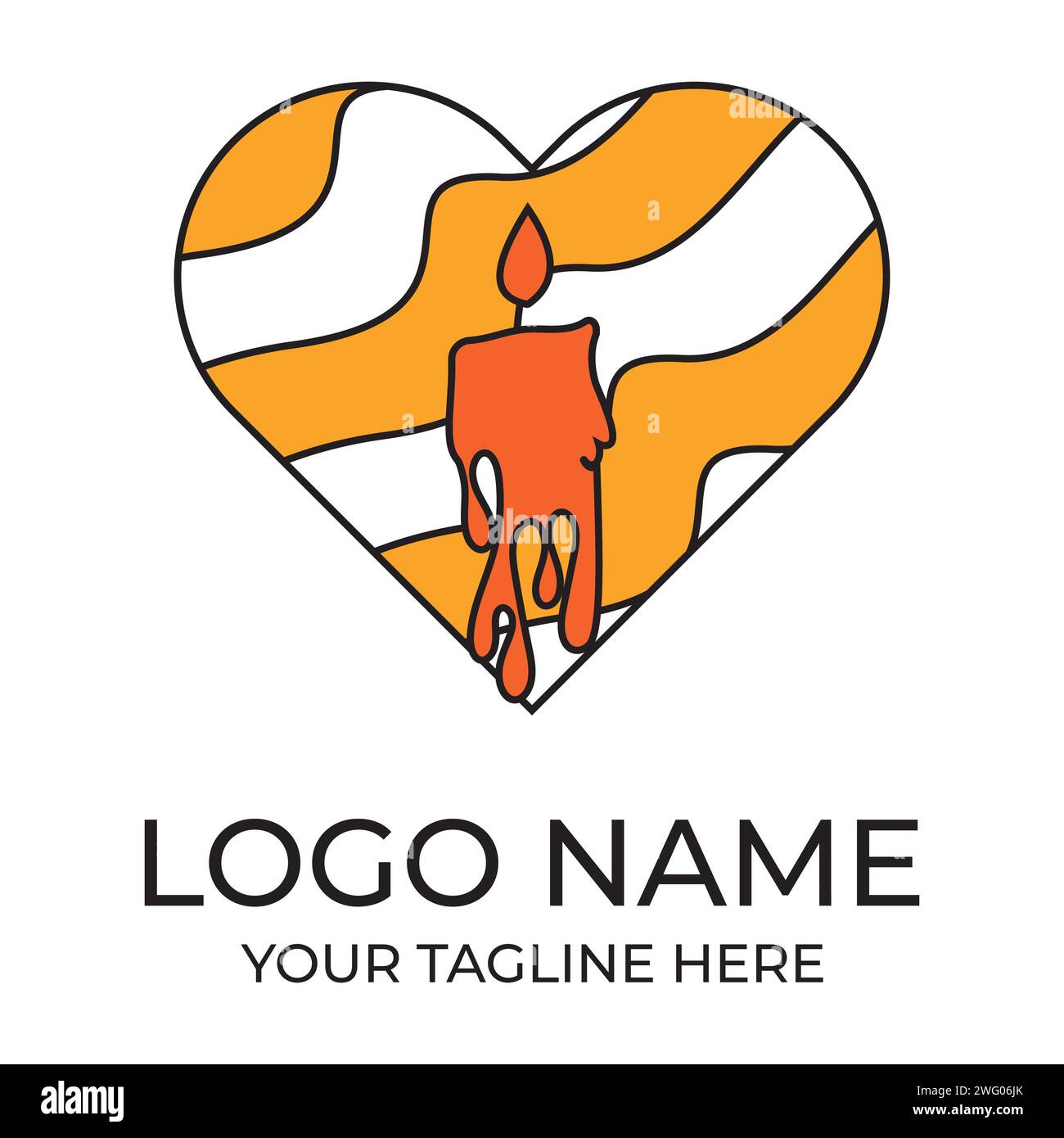 Candle flame emblem vector logo design illustration Stock Vector Image ...