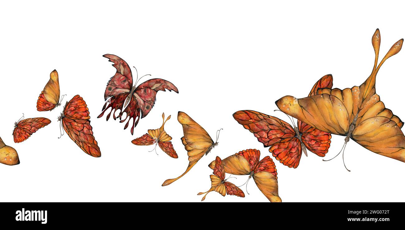 Hand drawn watercolor illustration butterfly fairy wings gem crystal ...