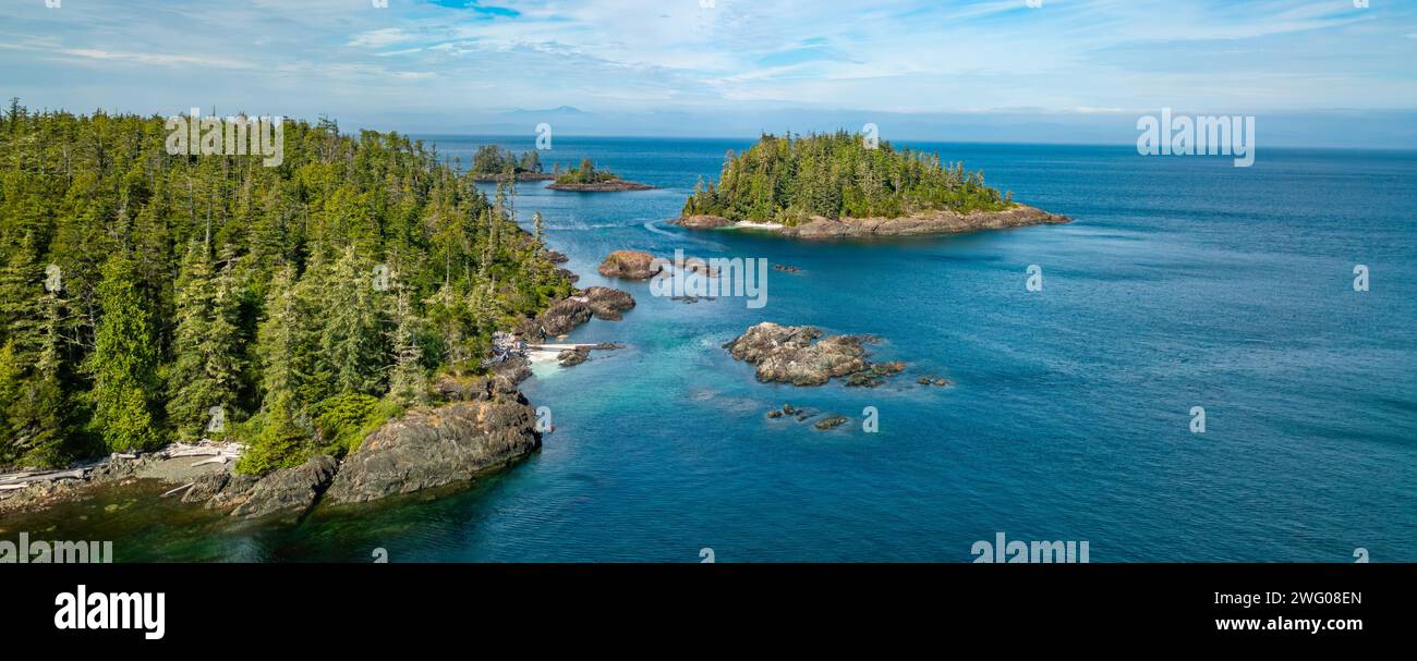 Trees and Island on West Coast of Pacific Ocean. Aerial Nature ...