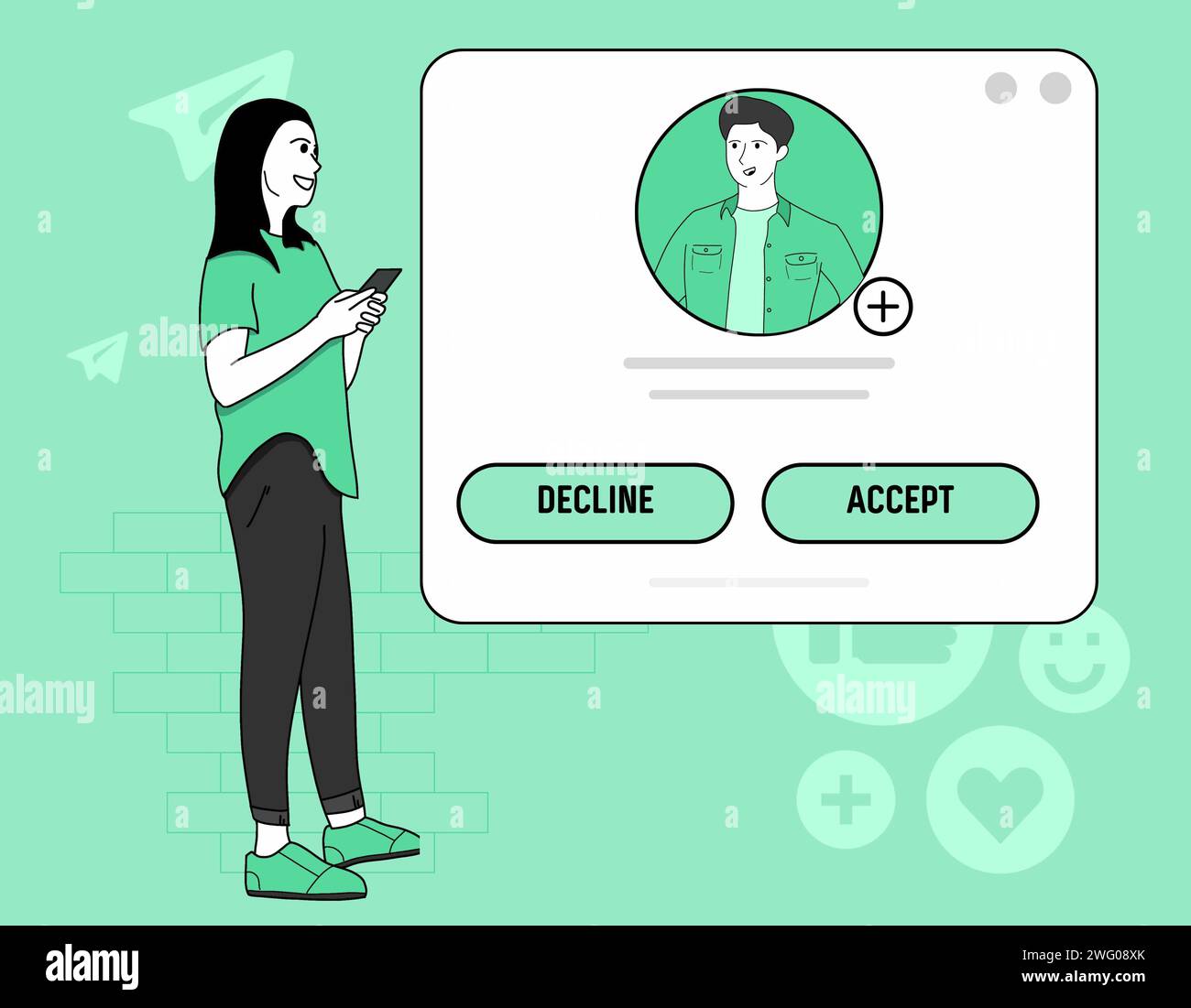 Accept request concept vector flat illustration Stock Photo - Alamy