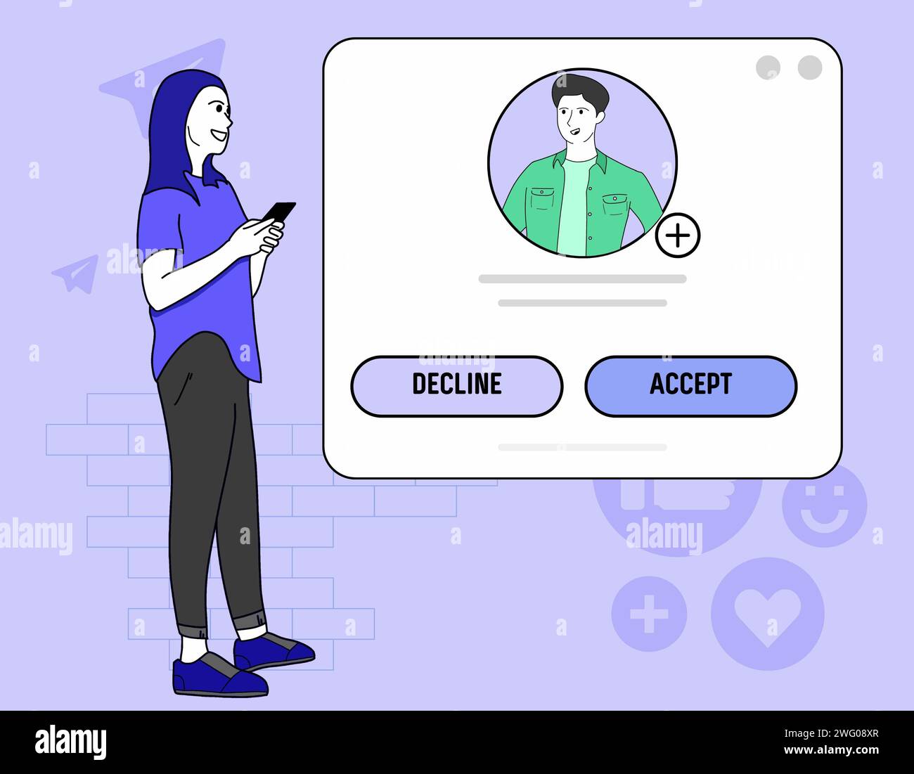 Accept request concept vector flat illustration Stock Photo - Alamy