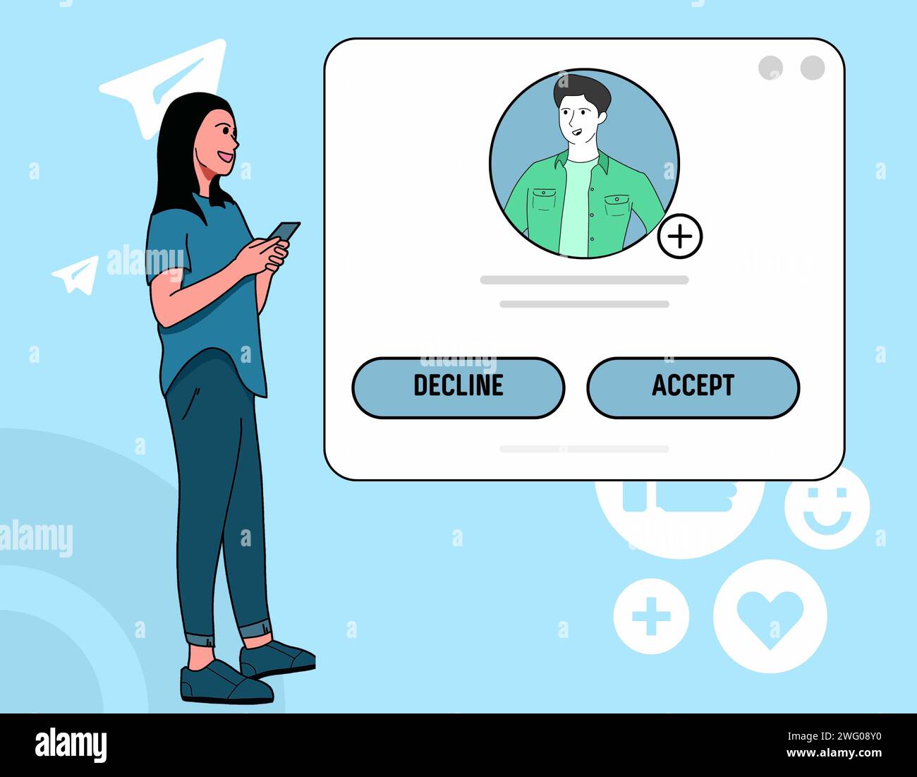 Accept request concept vector flat illustration Stock Photo - Alamy