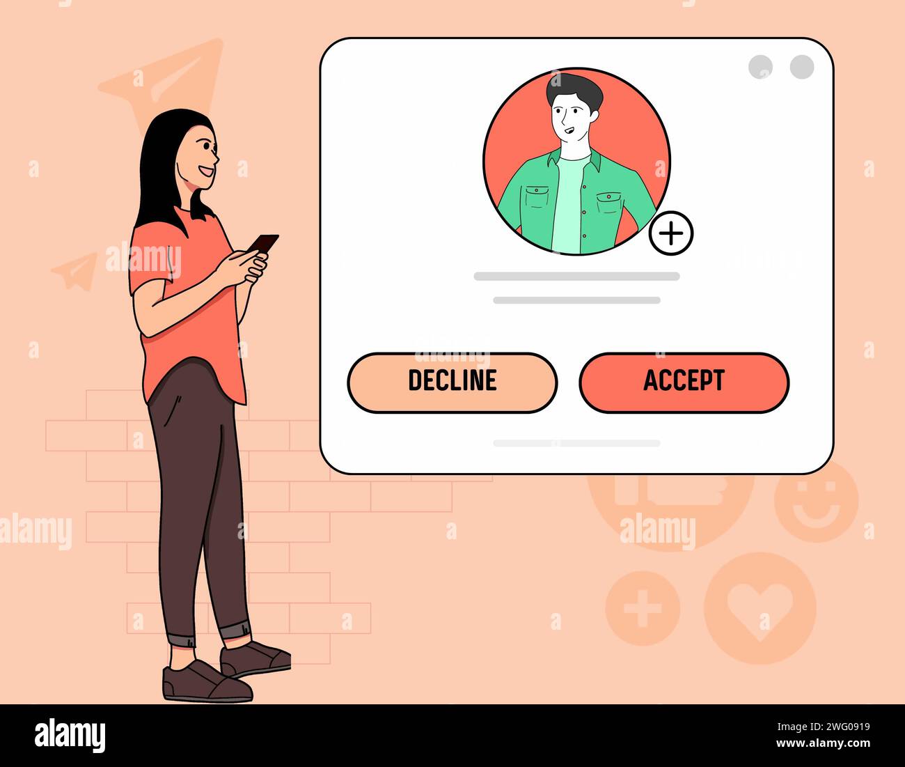 Accept request concept vector flat illustration Stock Photo - Alamy