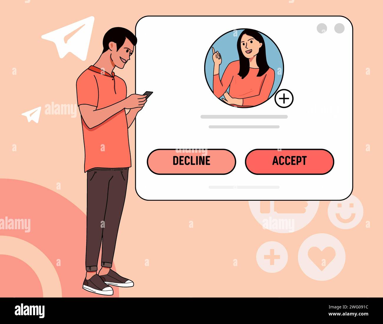 Accept request concept vector flat illustration Stock Photo - Alamy