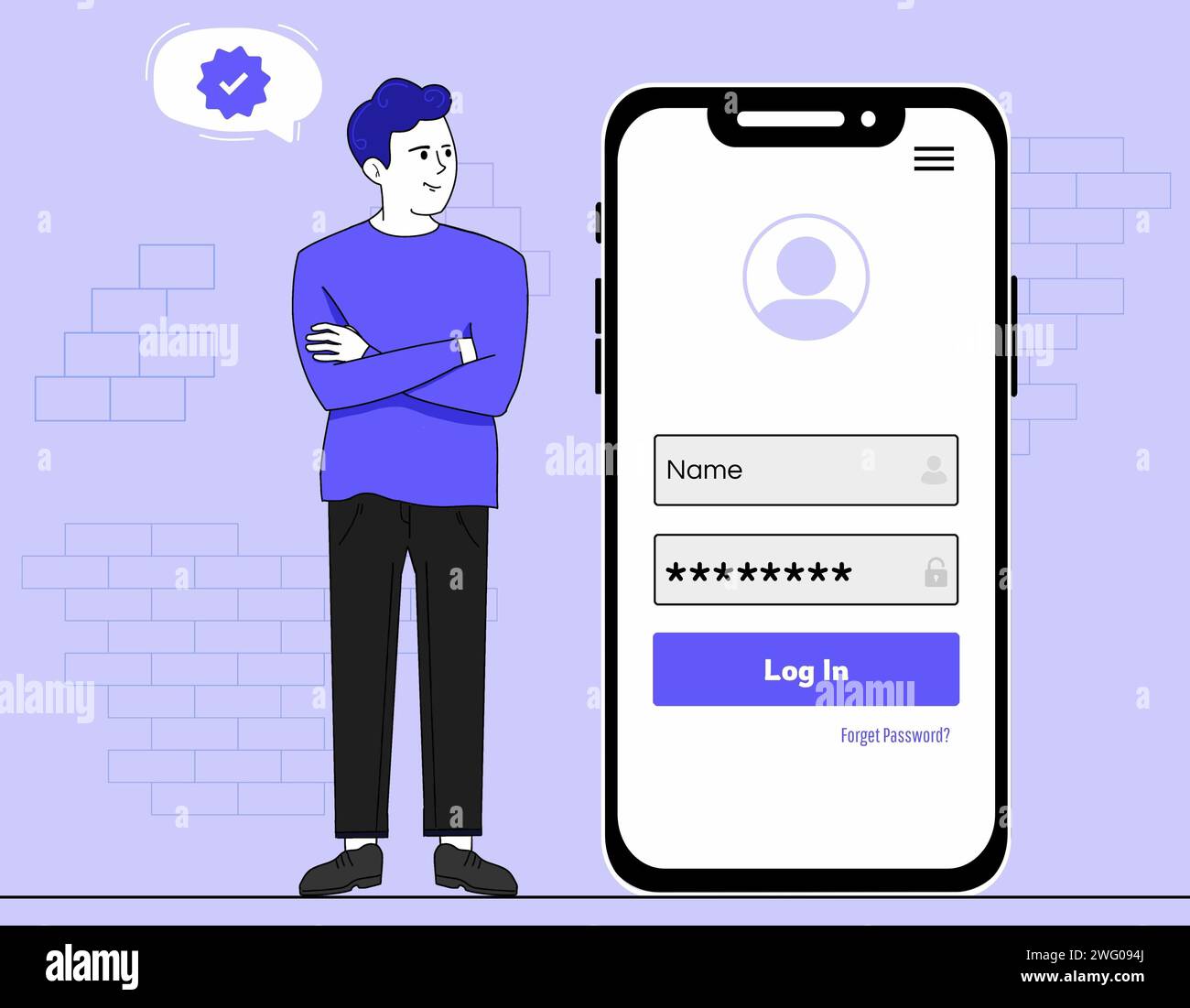 user password privacy concept. Login security system In mobile phone ...