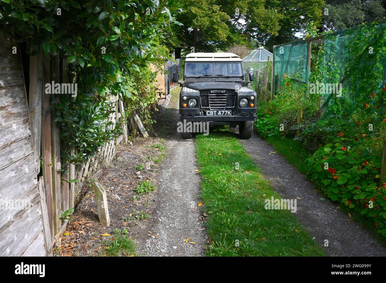 Series Land Rover in an allotment Stock Photo - Alamy