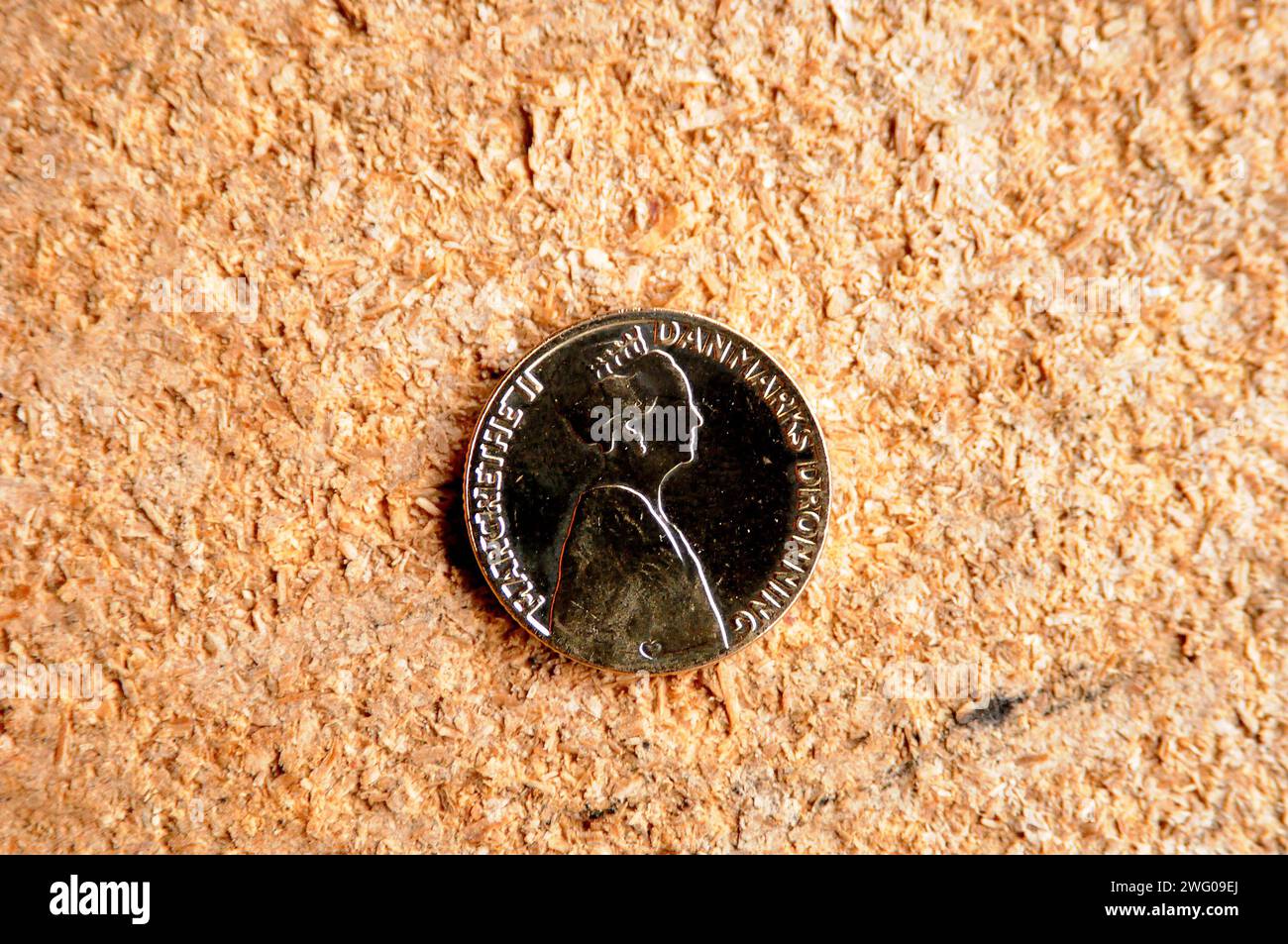 Copenhagen, Denmark /02 February 2024/. Danish 20 kroner coin H.M.The ...