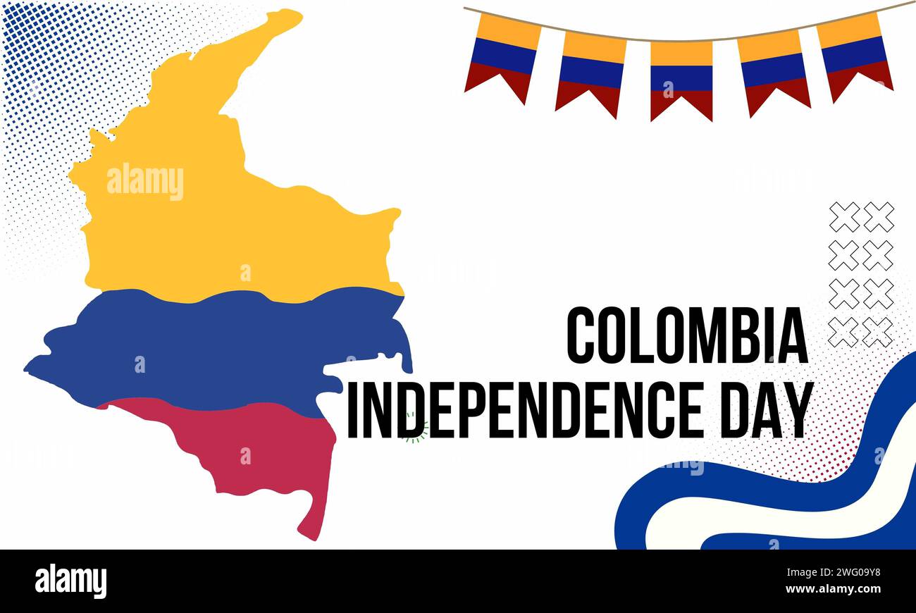 Colombia national day banner with map, flag colors theme background and ...