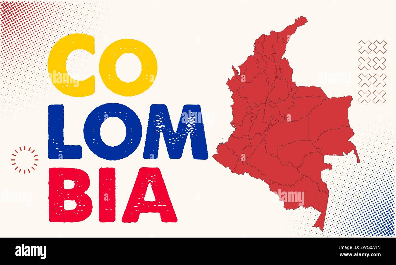 Colombia national day banner with map, flag colors theme background and ...