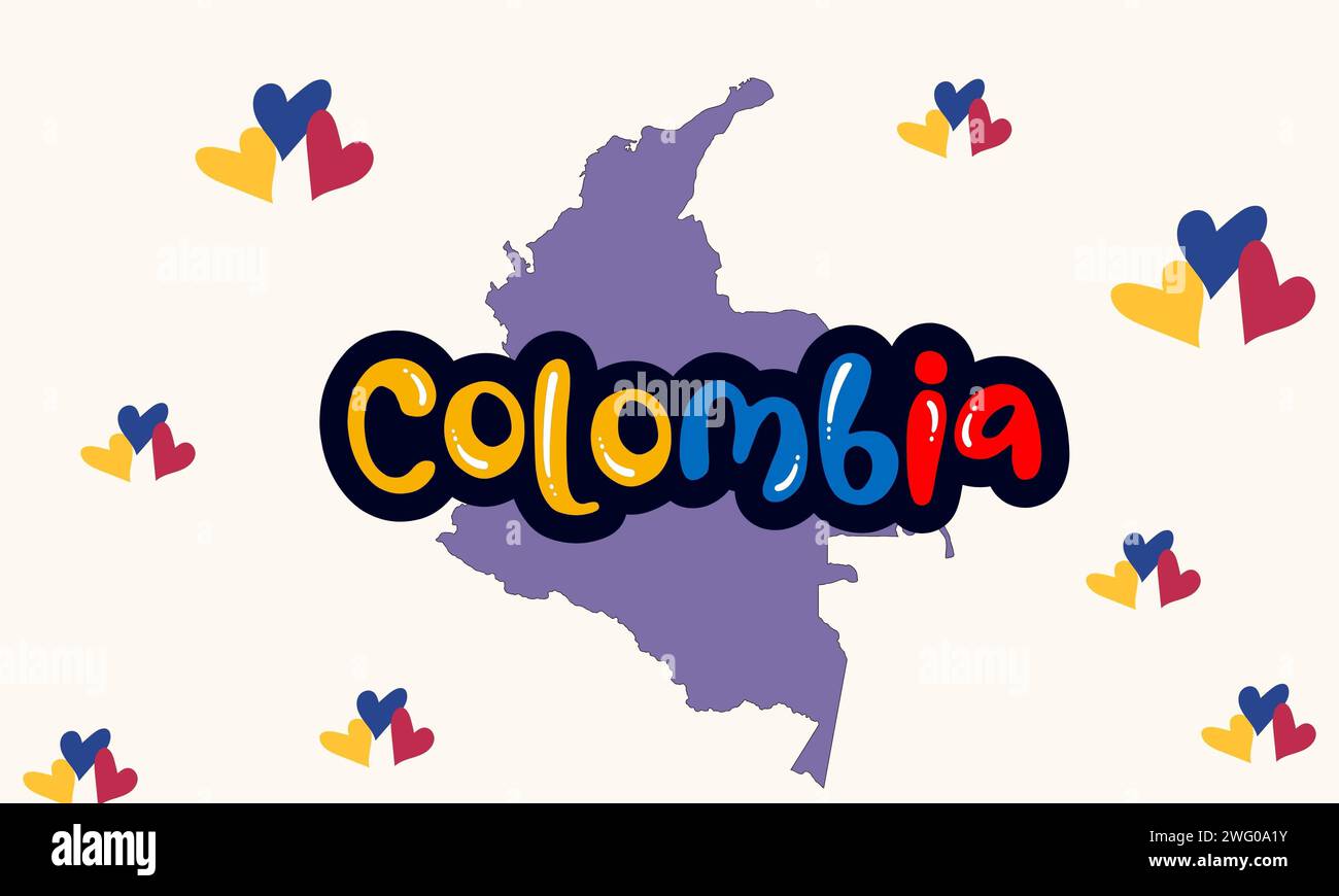 Colombia national day banner with map, flag colors theme background and ...
