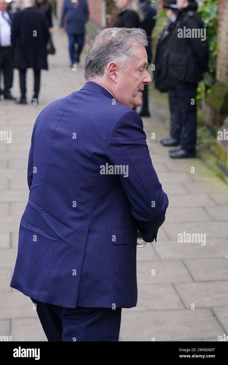 Piers Morgan attends the funeral service of Derek Draper at St Mary the ...