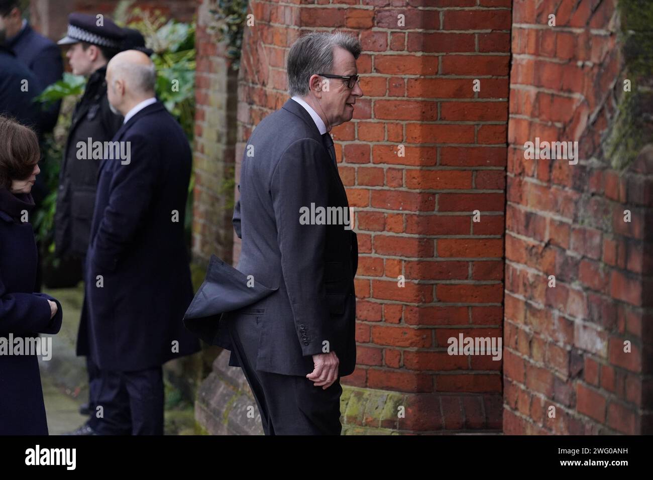 Lord Peter Mandelson attends the funeral service of Derek Draper at St ...