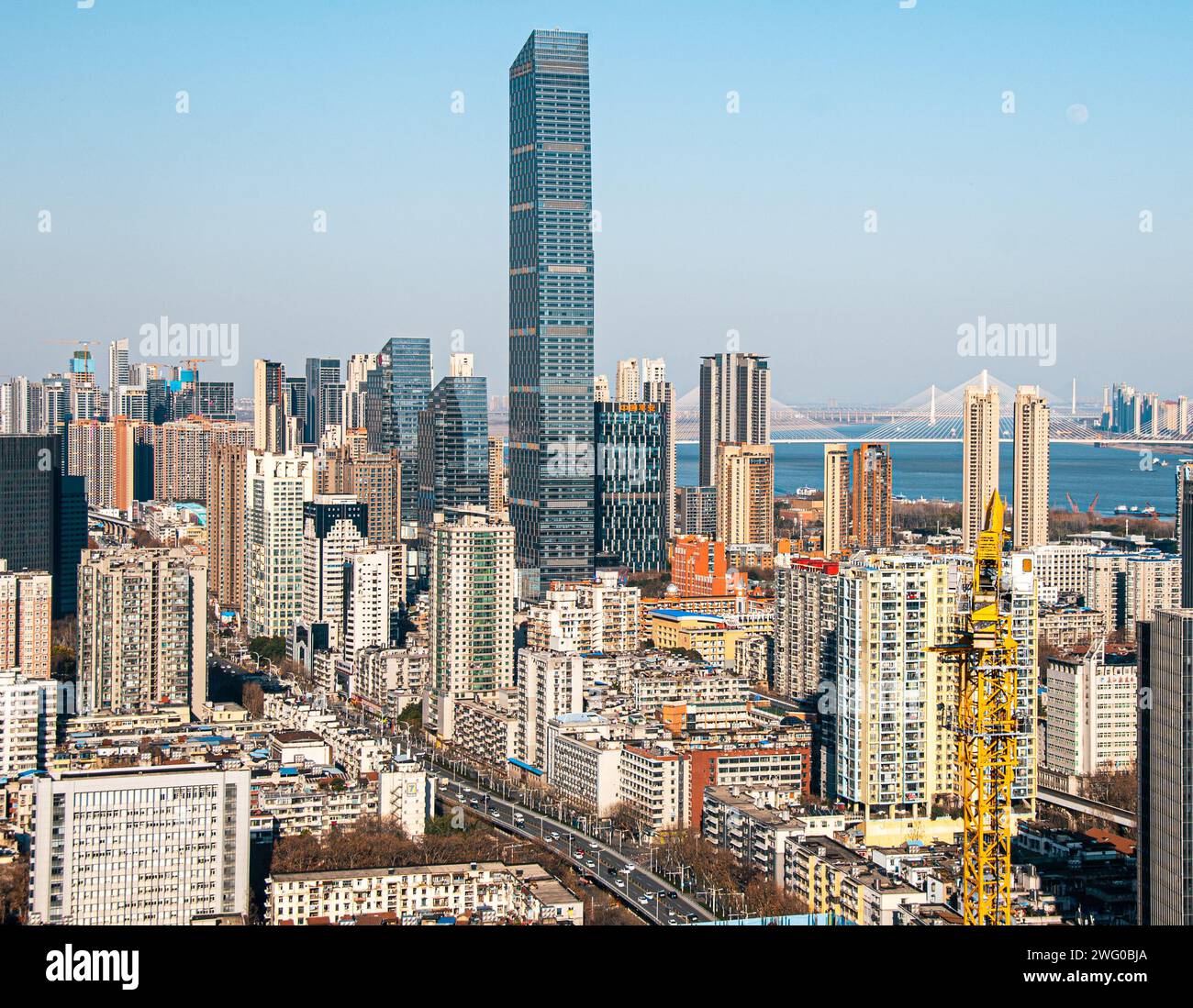Modern skyscrapers on the Wuhan skyline under a clear sky Stock Photo ...