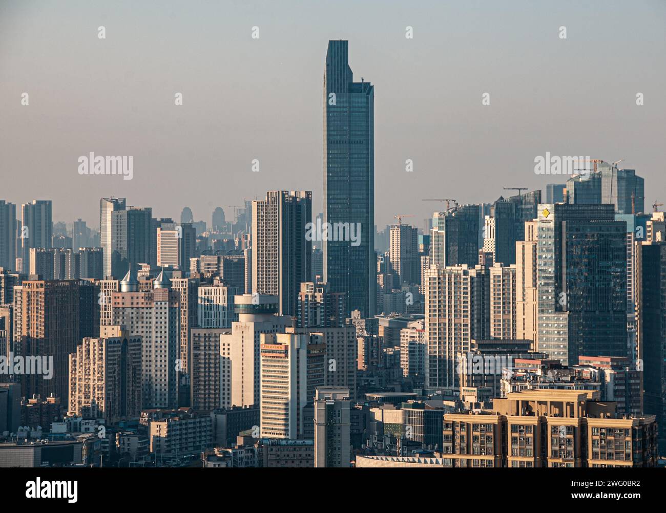 Modern skyscrapers on the Wuhan skyline under a clear sky Stock Photo ...