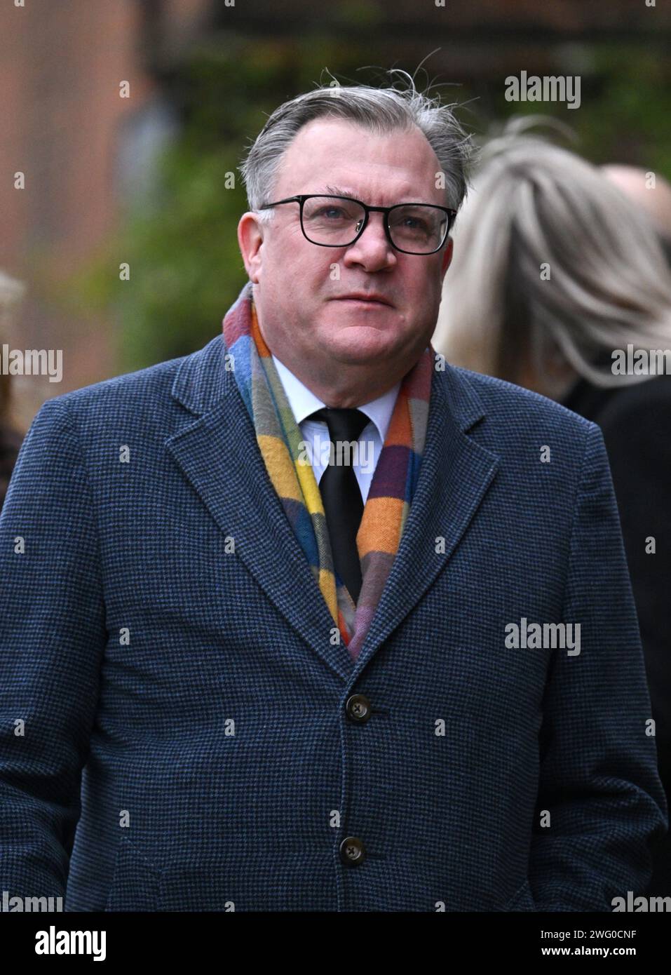 London, UK. February 2nd, 2024. Ed Balls at the funeral of Derek Draper ...