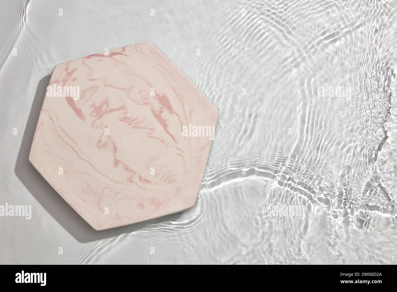 Hexagon podium or pedestal with empty space for text adding or product ...