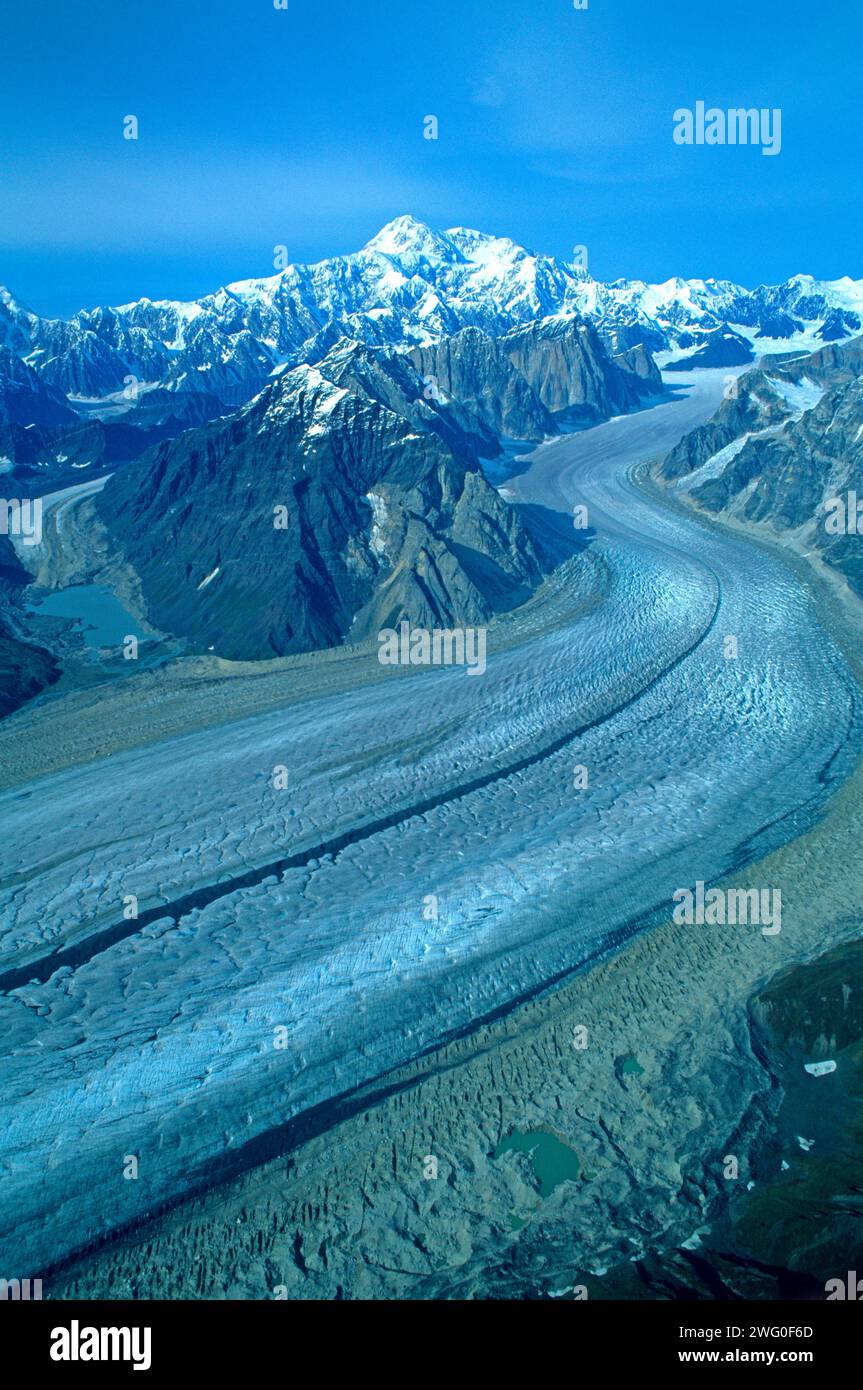 Aerial view of Mount McKinley (Denali) and the Alaska Range, Denali ...