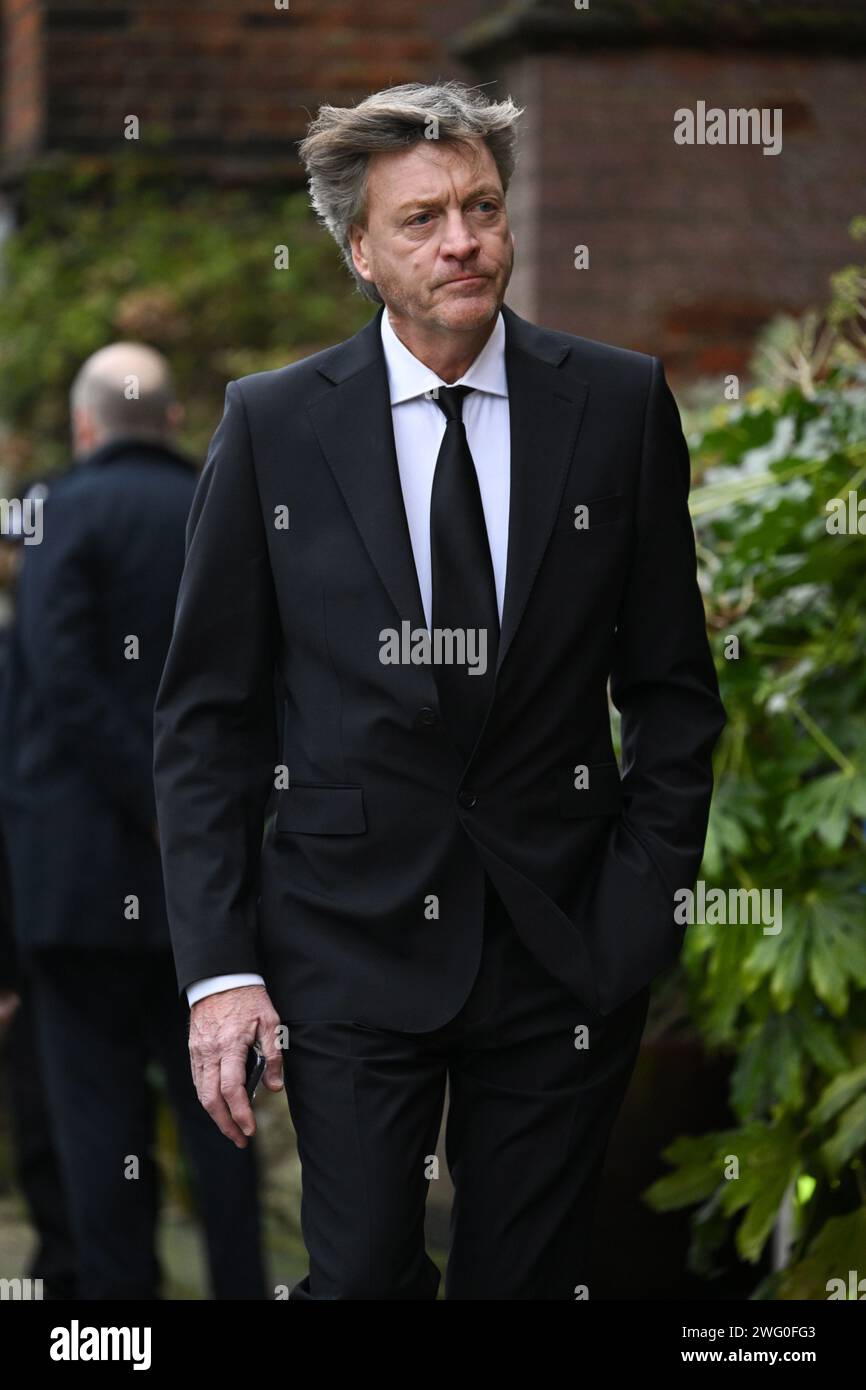 London, UK. February 2nd, 2024. Richard Madeley at the funeral of Derek ...