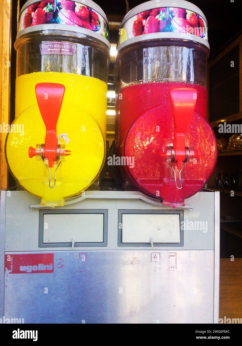 Lemon Sorbet and Strawberry Drinks Vending Machine, Chania, Crete ...