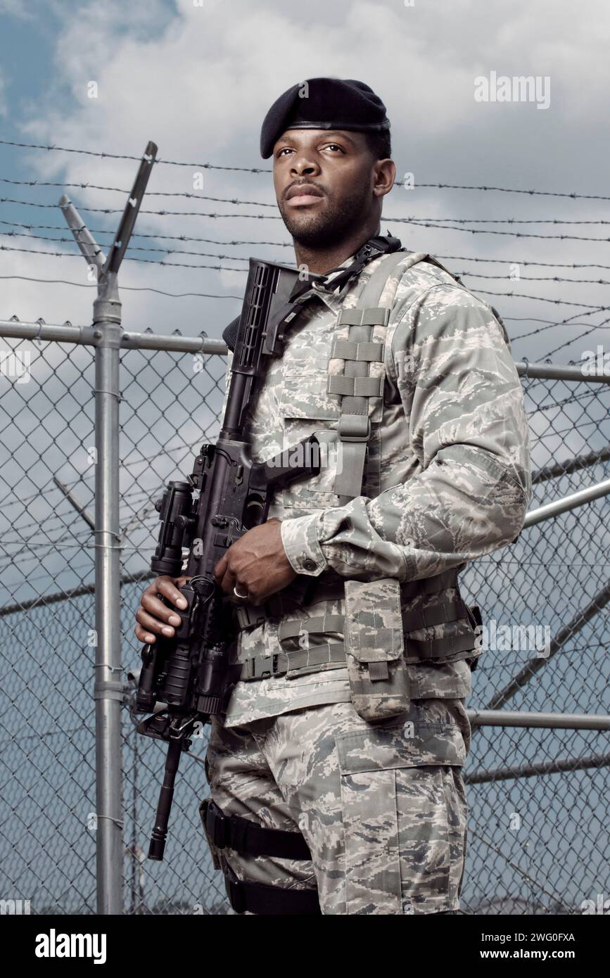 A African American, male, Air Force Security Forces Airman in uniform ...