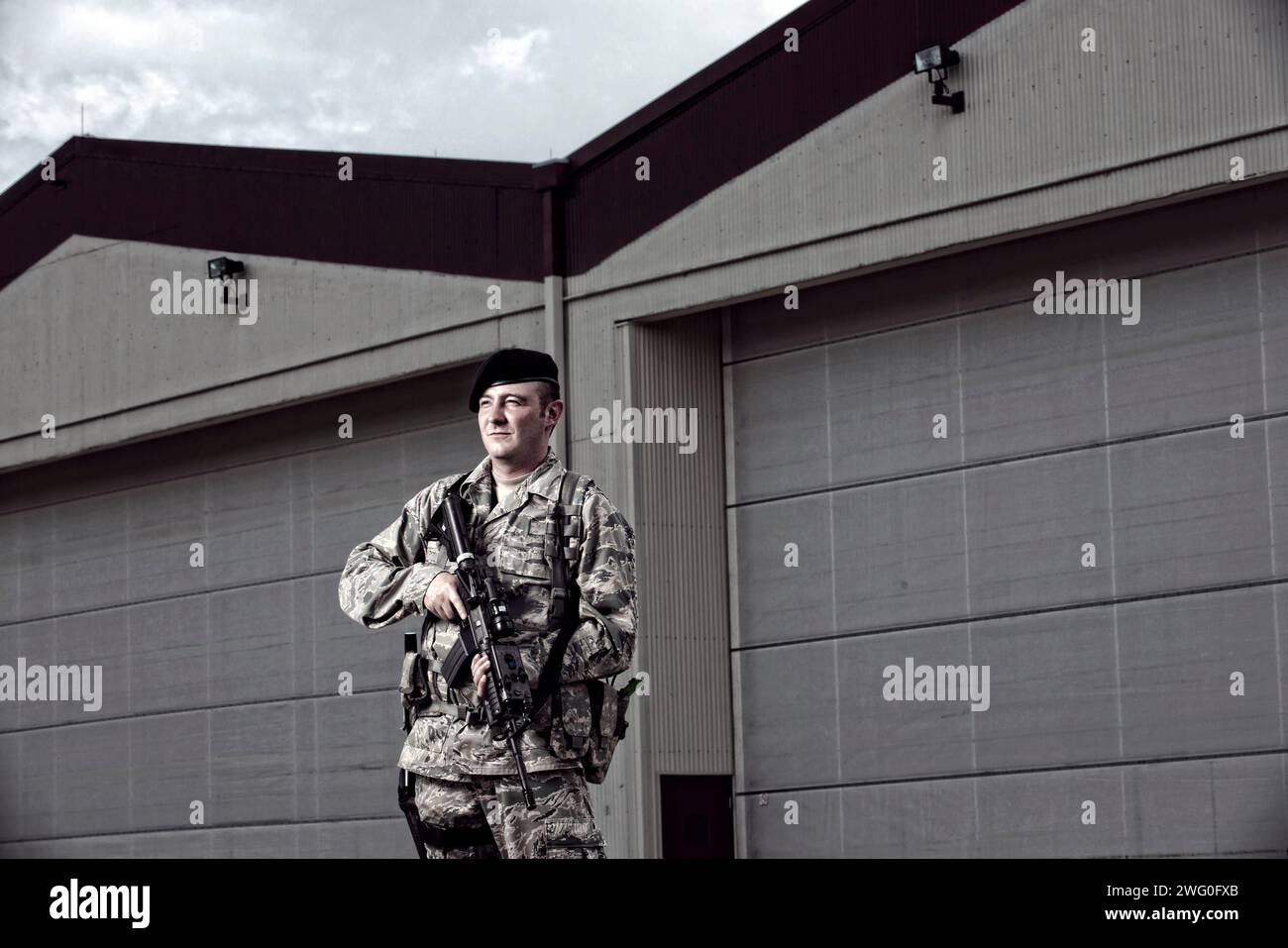 A Caucasian, male, Air Force Security Forces Airman in uniform poses ...