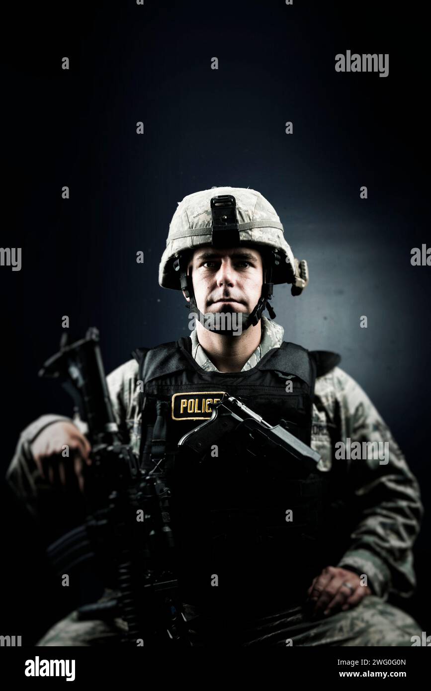 A Caucasian, male, Air Force Security Forces Airman in uniform poses ...