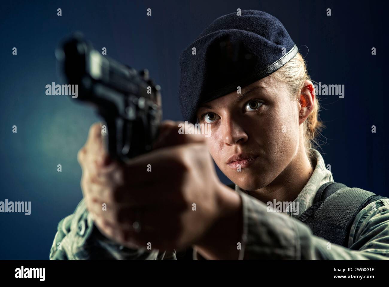 A Caucasian, female, Air Force Security Forces Airman in uniform poses ...