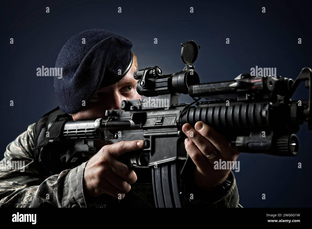 A Caucasian, male, Air Force Security Forces Airman in uniform poses ...