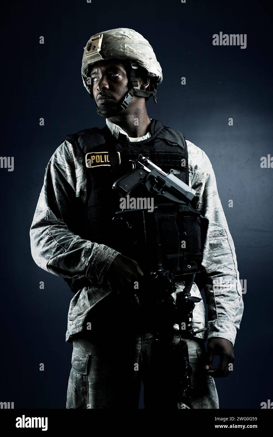 A African American, male, Air Force Security Forces Airman in uniform ...