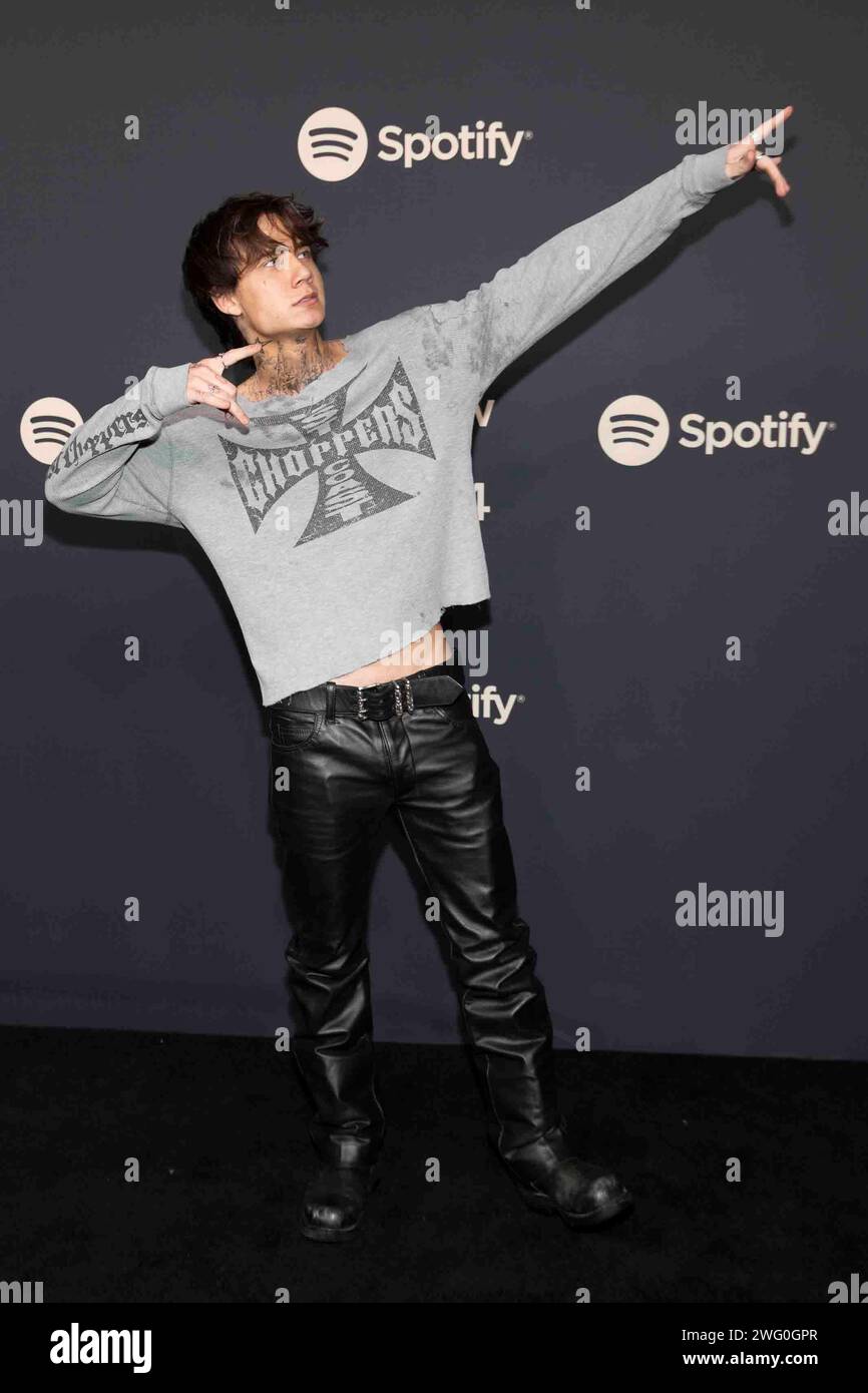 Los Angeles, USA. 01st Feb, 2024. JXDN attends the arrivals of Spotify ...